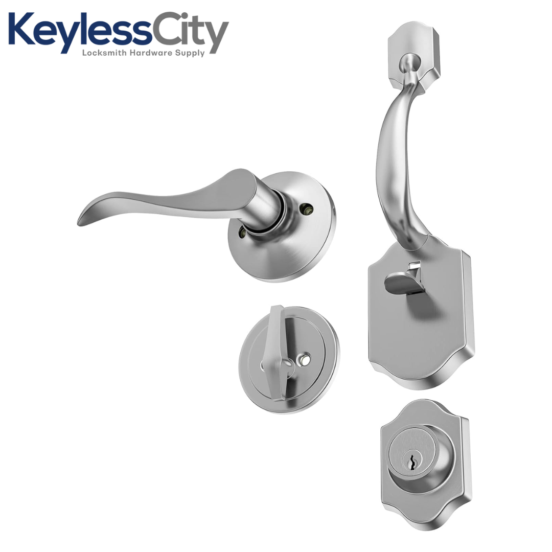 Premium SN Finish Grip Handle Set - Single Cylinder, Single Handle ...