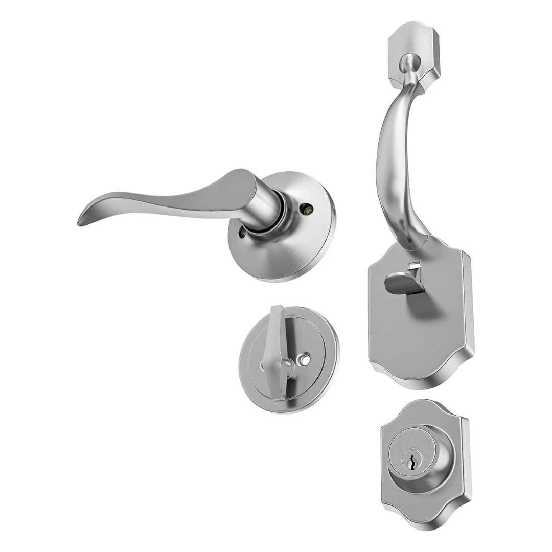 Premium SN Finish Grip Handle Set - Single Cylinder, Single Handle ...